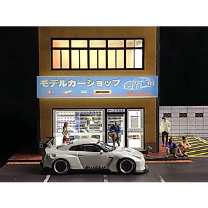 Diorama 1/64 Car Garage Model City Backdrop Car Parking Lot LED Lighting Scenery Model Toy