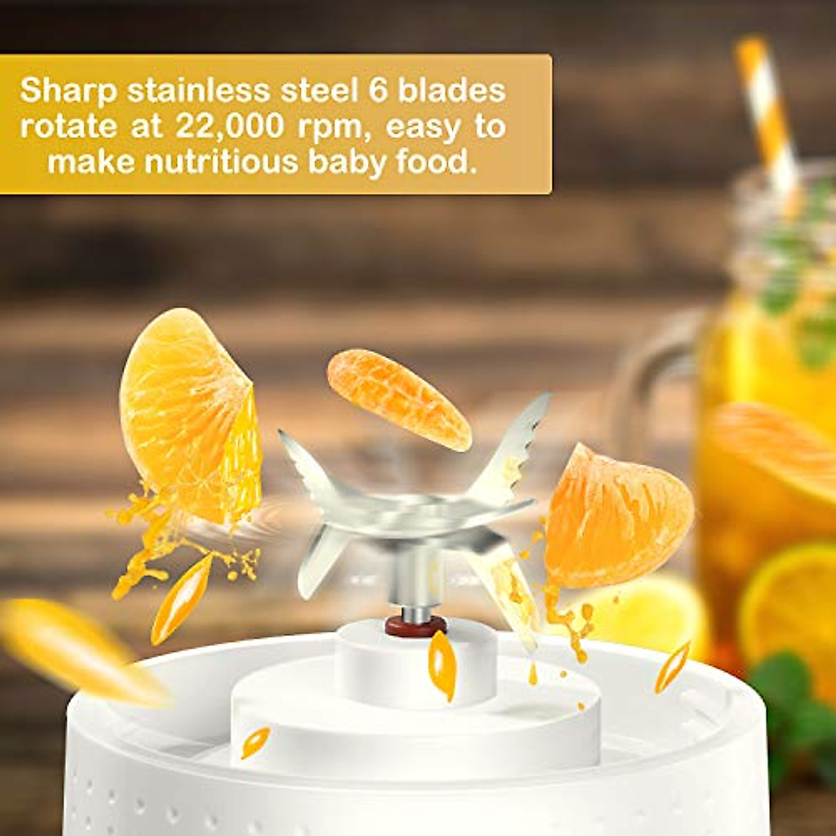 Personal Blender, Portable Blender USB Rechargeable, Linshuma Mini Blender Cup for Shakes and Smoothies, Fresh Fruit Juice Blender Bottle Electric for Travel Gym Office 6 Blades 380ML White