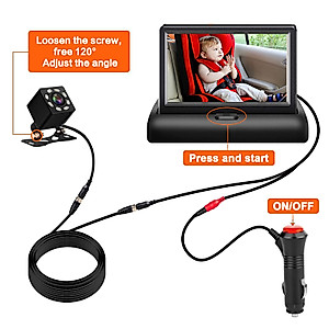 BAOHZ Baby Car Camera,4.3-Inch HD Night Vision Display, Safety Car Seat Mirror, Easily Observe The Baby's Moveat at Any Time While Driving