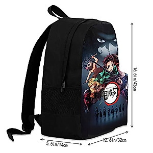 Horckey Anime Backpack Unisex Large Kimetsu No Yaiba Casual Bag Lightweight Multipurpose Travel Laptop Backpack