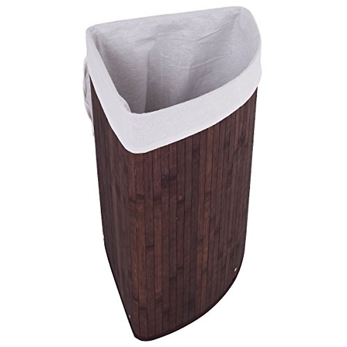 Casart Bamboo Hamper Laundry Basket Folding Double Rectangle Washing Cloth Storage Bag Lid (brown, triangle)