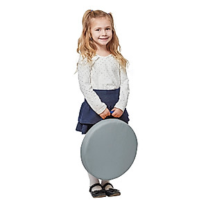 ECR4Kids SoftZone Floor Cushions, Round, Flexible Seating, Light Grey, 6-Piece