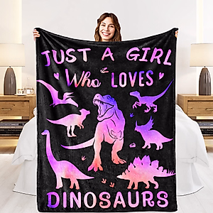 IMUKU Dinosaur Blanket Warm Fuzzy Blankets and Throws Dinosaur Blanket Just A Girl Who Loves Dinosaurs Blanket