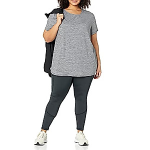Amazon Essentials Women's Tech Stretch Short-Sleeve Crewneck T-Shirt (Available in Plus Size), Pack of 2, Black/Dark Grey Space Dye, X-Large