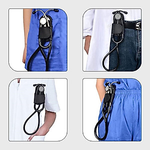 Stethoscope Holder Clip, Stethoscope Case,Stethoscope Accessories,Premium Leather Stethoscope Hip Holder Lightweight Portable Holster for Physicians, Nurses, EMT, Medical Nursing Students. (BLACK)