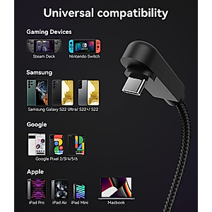 Antank 90 Degree USB C to USB C Cable for Steam Deck, [6.6FT Nylon Braided] 100W PD Fast Charging Cable Cord Compatible with Steam Deck, Nintendo Switch, Samsung Galaxy, Pixel, MacBook, iPad