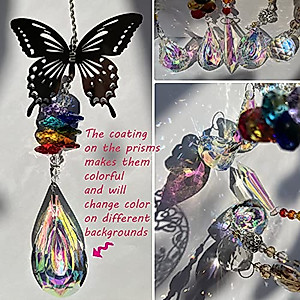 Crystal Suncatchers with Prisms Hanging Window Sun Catcher Decor Indoor Rainbow Maker Ornament Owl Hummingbird Butterfly Prism Suncatchers Gift, Pack of 5 (Silver)