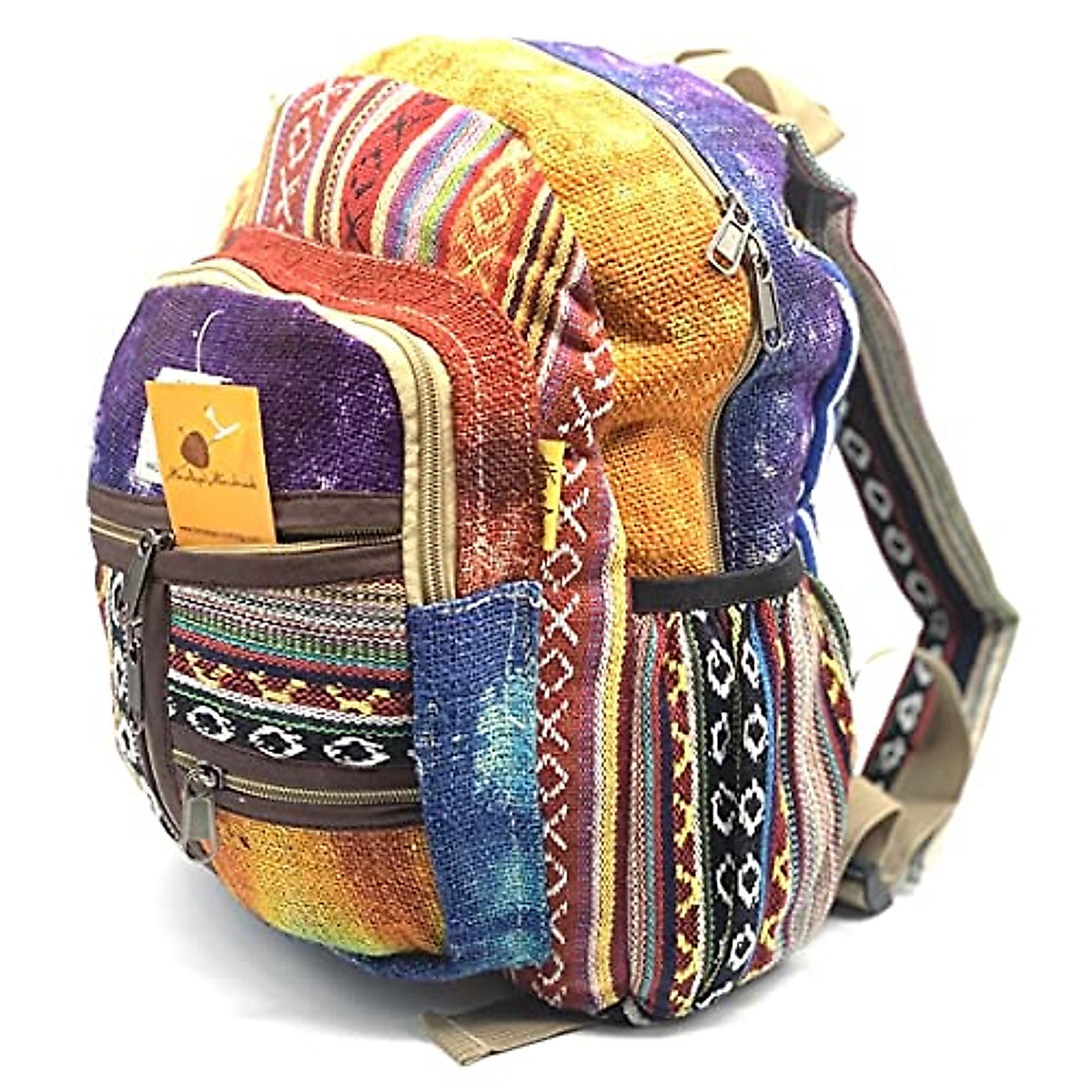 Unique design Himalaya Hemp Backpack Small Backpack Hippie Backpack Festival Backpack Hiking & Tablet Backpack FAIR TRADE Handmade with Love