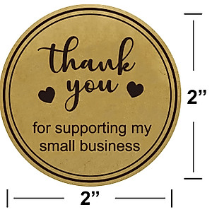 2 Inch Kraft Valentine's Day Thank You for Supporting My Small Business Stickers with Hearts - Heart Valentines Present Gift Thank You Labels Seals for Bubble Mailers and Gift Bags 500 Pcs