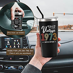 LEJIAJINW 50th Birthday Gifts for Women or Men, Turning 50 Year Old Birthday Gifts, 50s Birthday 50th Anniversary Decorations 50th Fiftieth Presents Tumbler Cup