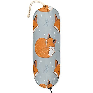 Animal Fox Plastic Bag Holder, Fox Flower Grocery Bag Storage Holder Hanging Garbage Shopping Bag Trash Bags Organizer for Kitchen Home
