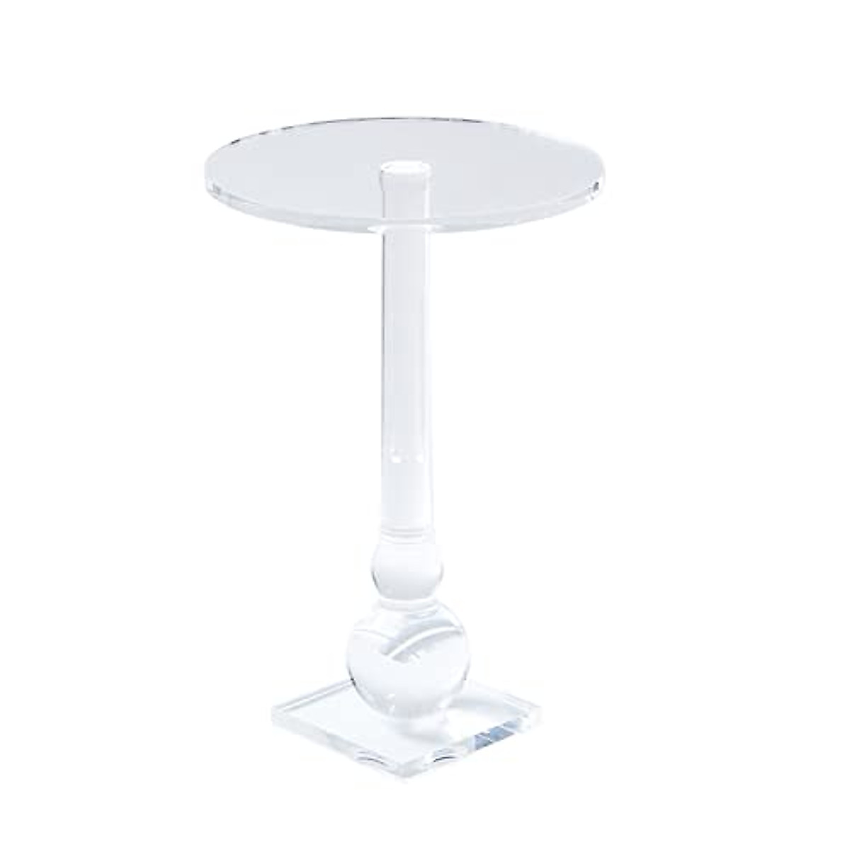 ACRYLCASE Clear Lucite Acrylic Round End Table Pedestal Side Table Furniture (15.7x15.7x23.6''H)