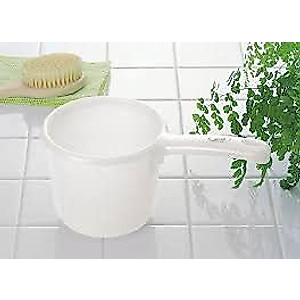 JapanBargain, Japanese Plastic Water Ladle Bath Ladle Dipper Leaf Series Made in Japan (1, White)
