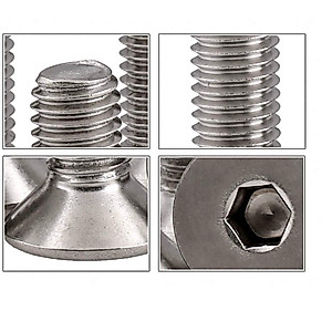 Fullerkreg 18-8 Stainless Steel Hex Drive Flat Head Screw M5 x 0.8 mm Thread, 20 mm Long,Packs of 50