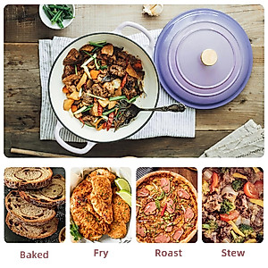 M-COOKER 4.5 Quart Dutch Oven Pot with Lid: Versatile Cast Iron Enamel Dutch Oven for Sourdough Bread Baking or Frying, Roasting, and Simmering(Purple), 13.7Lx10.2Wx6H