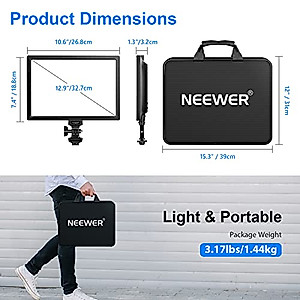 NEEWER Advanced 2.4G LED Video Light Panel Lighting Kit, 12.9" Dimmable Bi Color Soft Key Light with Remote/3200K~5600K/CRI 97+/Built in 7.4V 5200mAh Battery for Game/Live Stream/YouTube/Photography