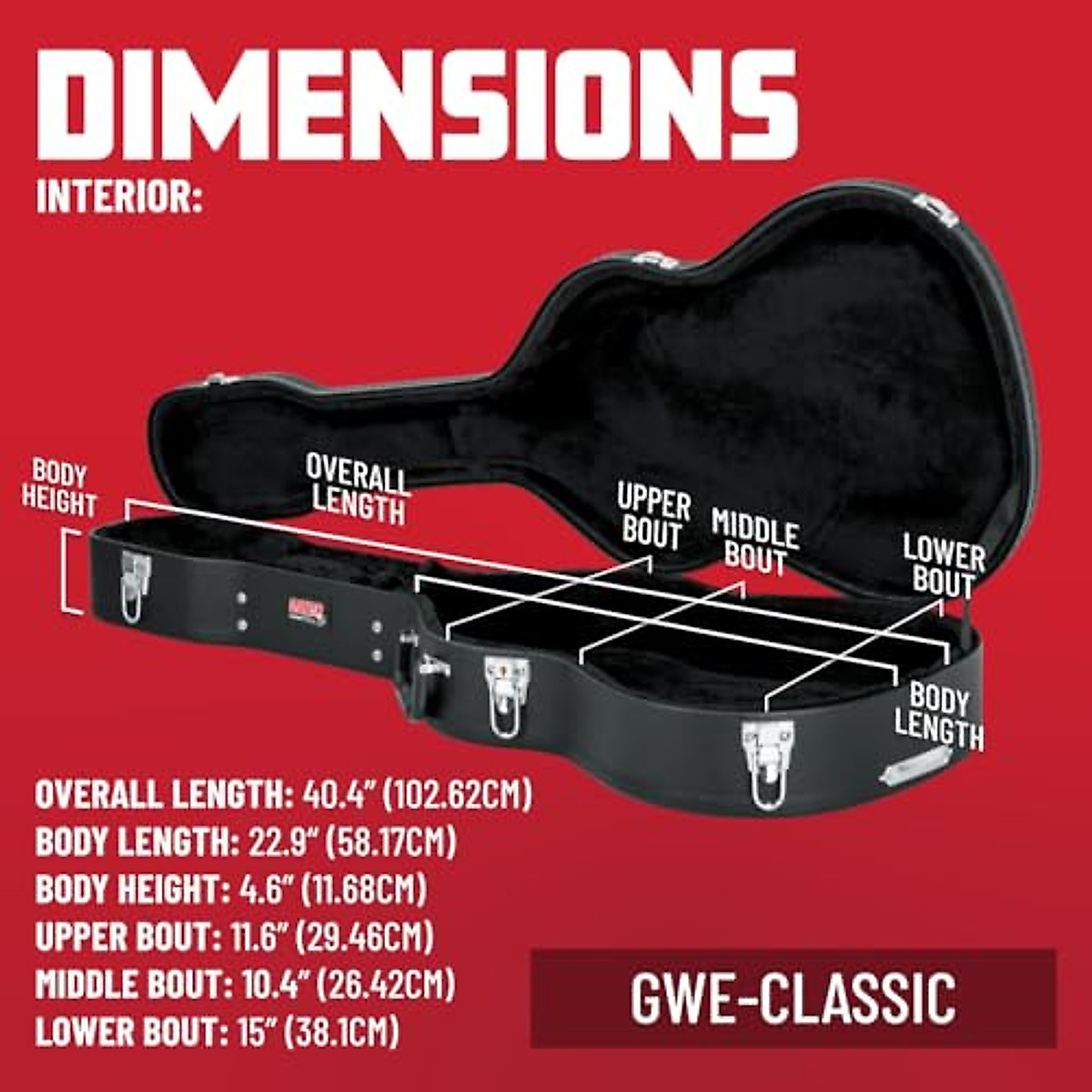 Gator Cases Hard-Shell Wood Case for Classical Nylon String Acoustic Guitars (GWE-CLASSIC)