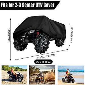 ATV Cover Waterproof, Heavy Duty Black Protects 4 Wheeler 88 x 39 x 42 inch from Snow Rain Dust and Sun