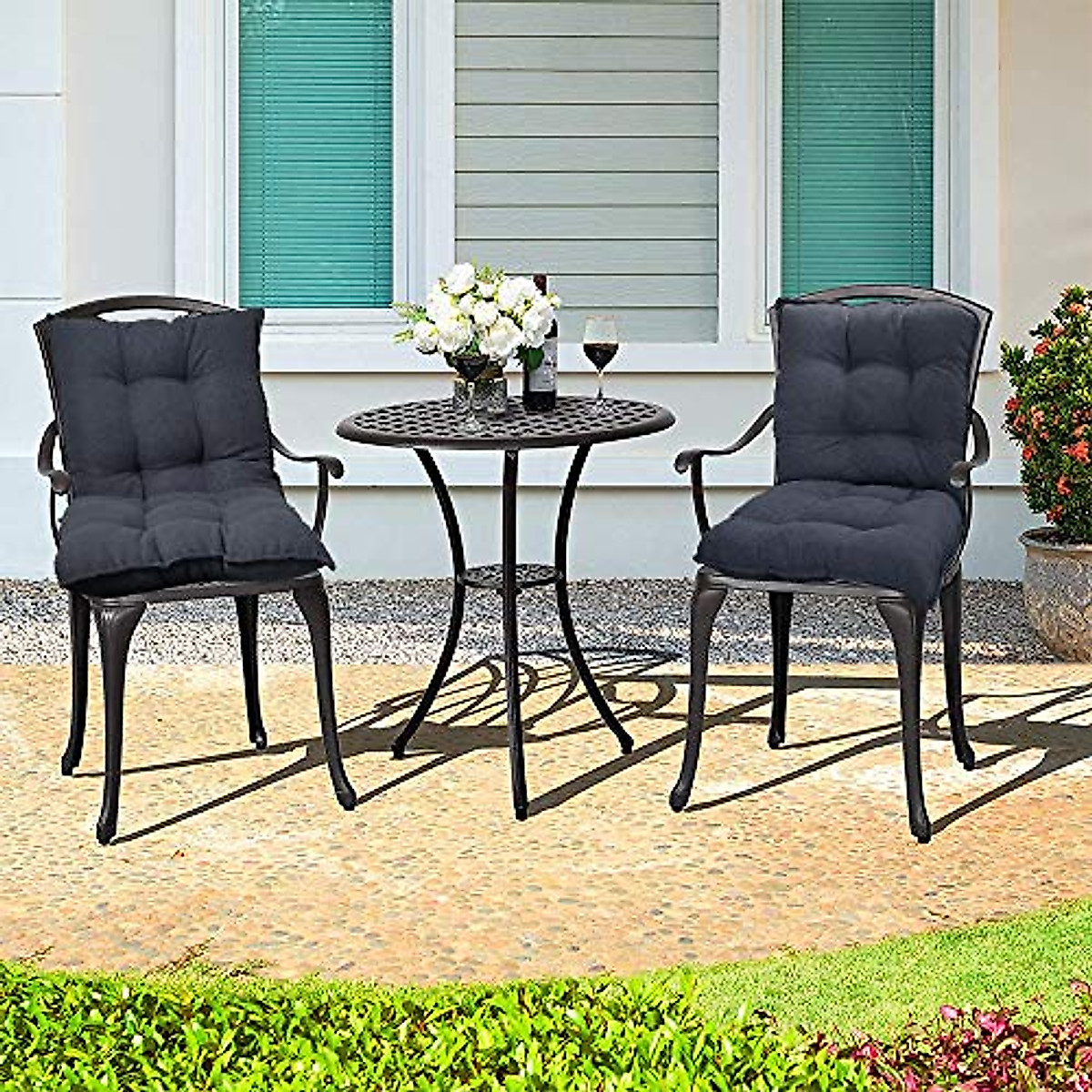 INRLKIT Patio Seat Cushions Deep Seating Chair Cushion, Outdoor Seat Pads, Back Cushion Set, 19x19x2 Inch All-Weather Floor Cushion for Patio, Office, Dining Chair, Dark Grey