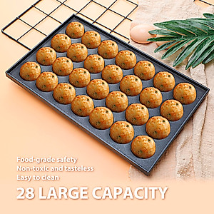 Anxingo Takoyaki Pan - 28 Hole Takoyaki Maker Baking Pan 1.5" Half Sphere Takoyaki Maker for Baking Cooking,Aluminium