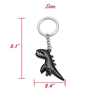 YONGYAN Dinosaur Cute Keychain Couple Keychain Pendant Unisex Car Keyring Alloy Bag Accessories for Men and Women (Black)