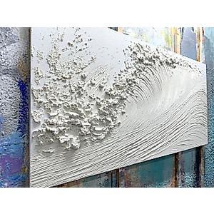Yika Art Canvas Paintings, Wall Art Thick Texture Sea Wave Painting Modern Gorgeous Abstract Hand Painted Abstract Oil Painting on Canvas Modern Wall Art Decor 24x48 inches