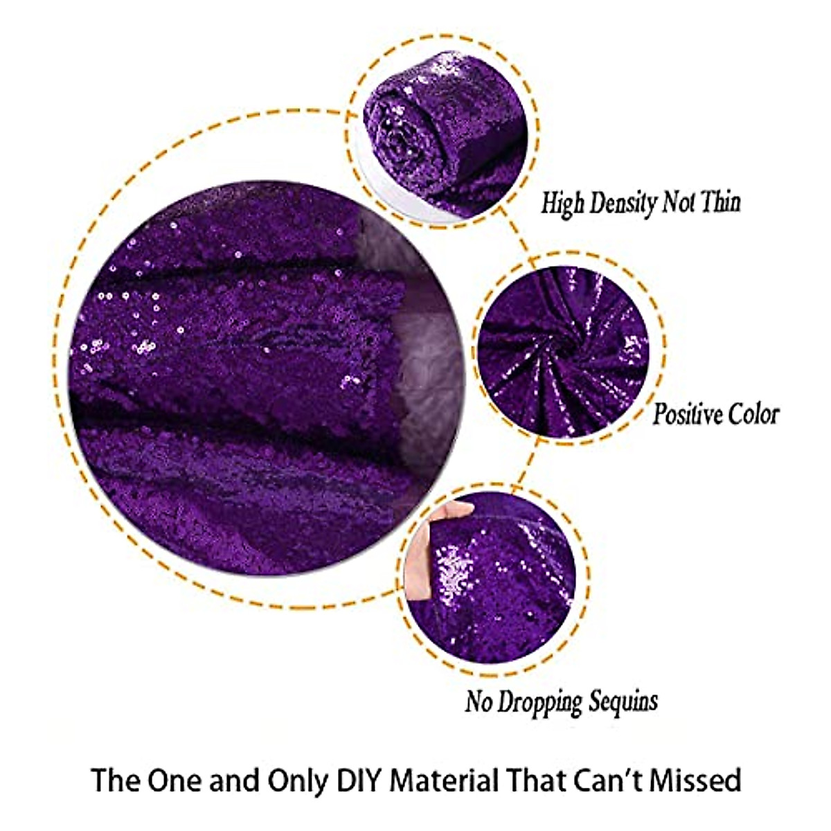 3 Feet 1 Yards Sequin Fabric, by The Yard, Sequin Fabric, Tablecloth, Linen, Sequin Tablecloth, Table Runner Photo Booth Backdrop,Ready to Ship!! (Purple)