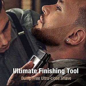 SUPRENT Professional Double Foil Shaver for Barbers,Electric Rechargeable Balding Head Shaver for Men,Bump-Free Shaving with 2 Replacement Shaver Head,Barber Supplies,120Min Runtime,IPX6 Washable