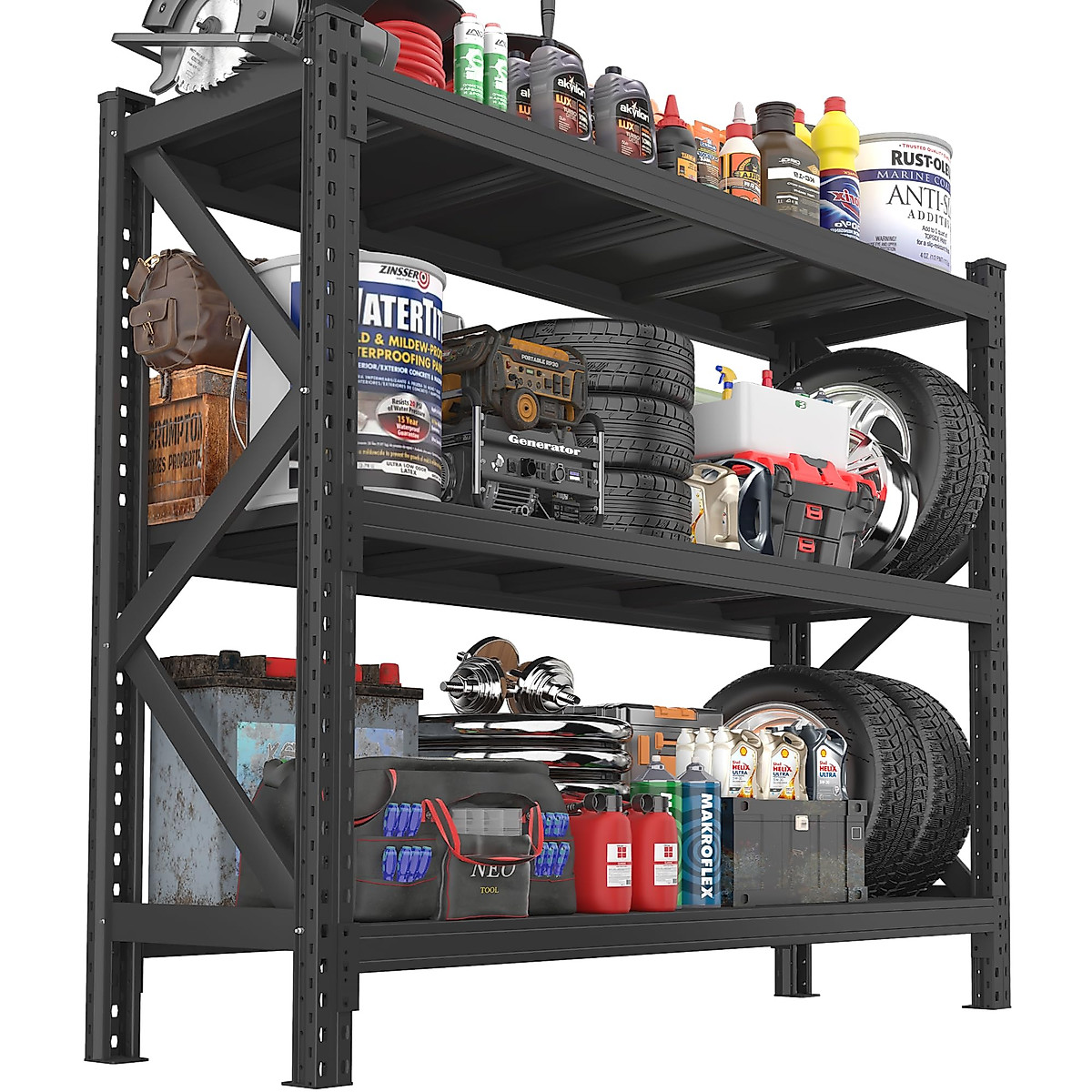 66"W 8500LBS Heavy Duty Storage Shelves,Metal Garage Shelving Units,Durable Adjustable Steel Utility Shelving Units for Home Commercial Industrial Warehouse Storage Organization Utility Racks