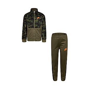 Nike Boy`s Therma Dri Fit Jacket & Pants 2 Piece Set (MediumOlive(86H109-E6F)/Orange, 6)