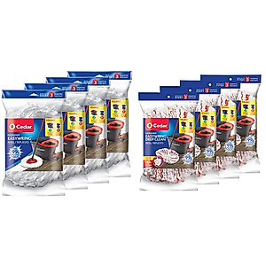 O-Cedar EasyWring Spin Mop Microfiber Refill (Pack of 4) and EasyWring Deep Clean Refill (4-Pack) | 40% More Cleaning Power | Microfiber Mop Refill Compatible with EasyWring Spin Mop & Bucket System