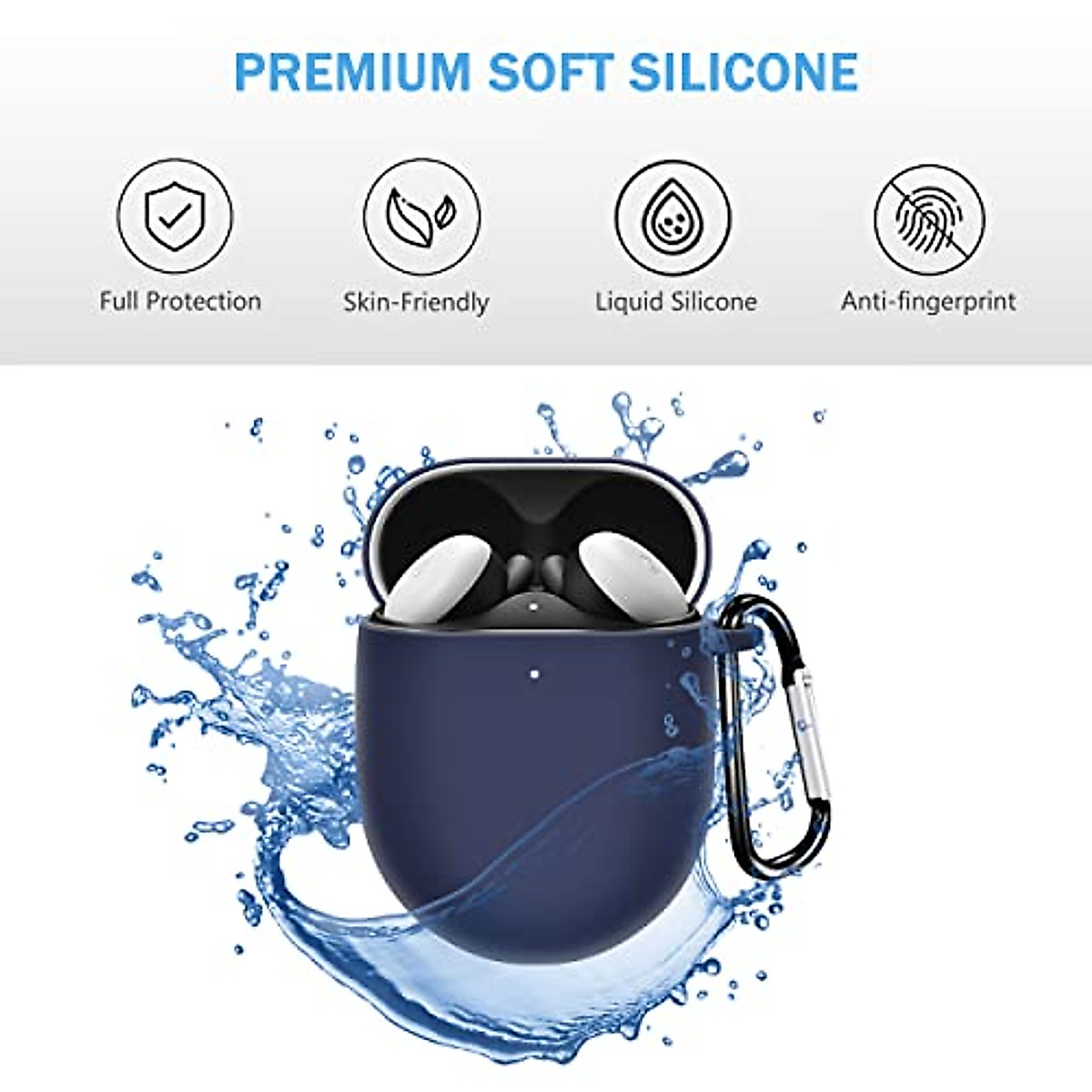 INGIDO Soft Silicone Designed for Google Pixel Buds Pro Case Cover 2022 - Midnight Blue