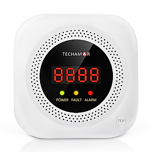 Techamor Natural Gas Detector and Propane Alarm, Gas Leak Detector, Natural Gas Sniffer, Propane Detector, Tester and Monitor for LNG, LPG, Methane with Voice Warning and Digital Display