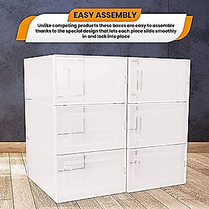 Boxy Concepts Plastic Hat Organizer for Baseball Caps (6-Pack) Easy Assembly, Stylish, Dust-Proof, Transparent, Stackable with Odor Vents. Ideal Holder, Case or Hat Rack Storage System 13” x 5.5” x 9”