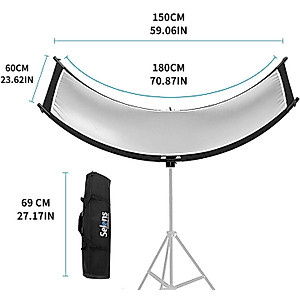 RangerRider Curved Reflector Clamshell Light Reflector/Diffuser, 24x70 inches Photography Lighting Reflector for Photo Video Studio Shooting with Black/Silver/White/Gold Reflectors,Carry Bag