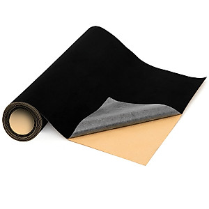 Mesheshe Self Adhesive Felt Fabric, Soft Velvet Drawer Liner, DIY Velvet Fabric for Art & Crafts, Jewelry Box Felt Liner, Solid Color Felt Wallpaper (17" x 130", Black)