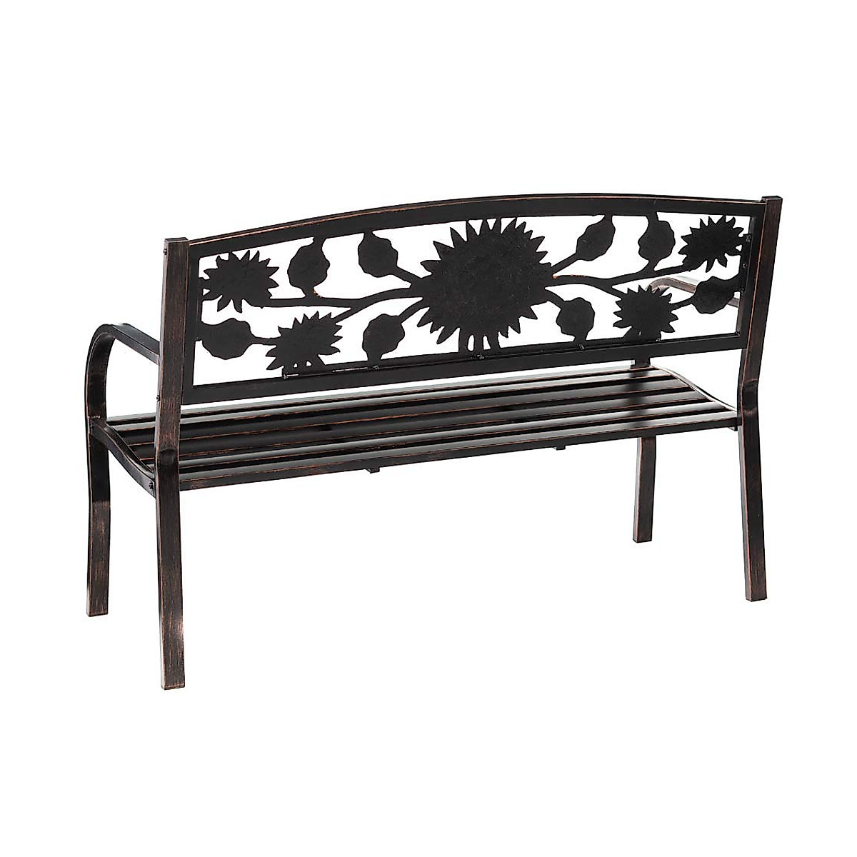 Plow & Hearth Weatherproof Outdoor Bench | Holds Up to 300 lbs | Garden Patio Porch Park Deck | Metal | Bronze