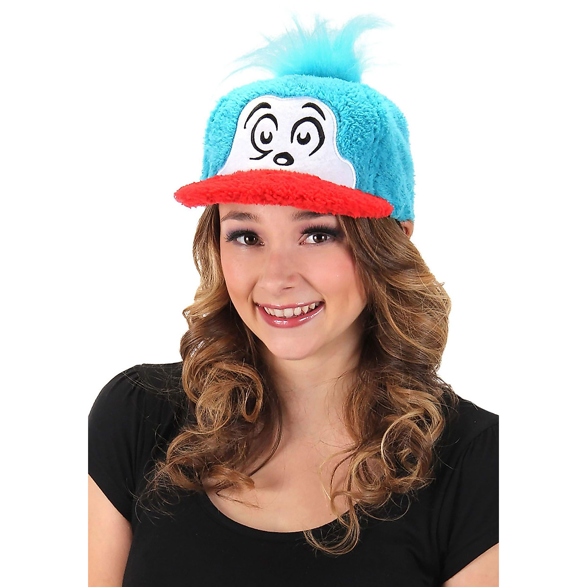 elope Dr. Seuss Thing 1 Costume Fuzzy Snapback Hat Standard Blue