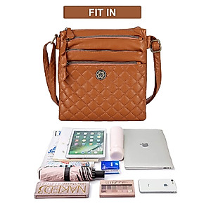 Angel Kiss Crossbody Bag for Women Large Shoulder Bag Skin- friendly Washed Leather Purse with Multi Pockets