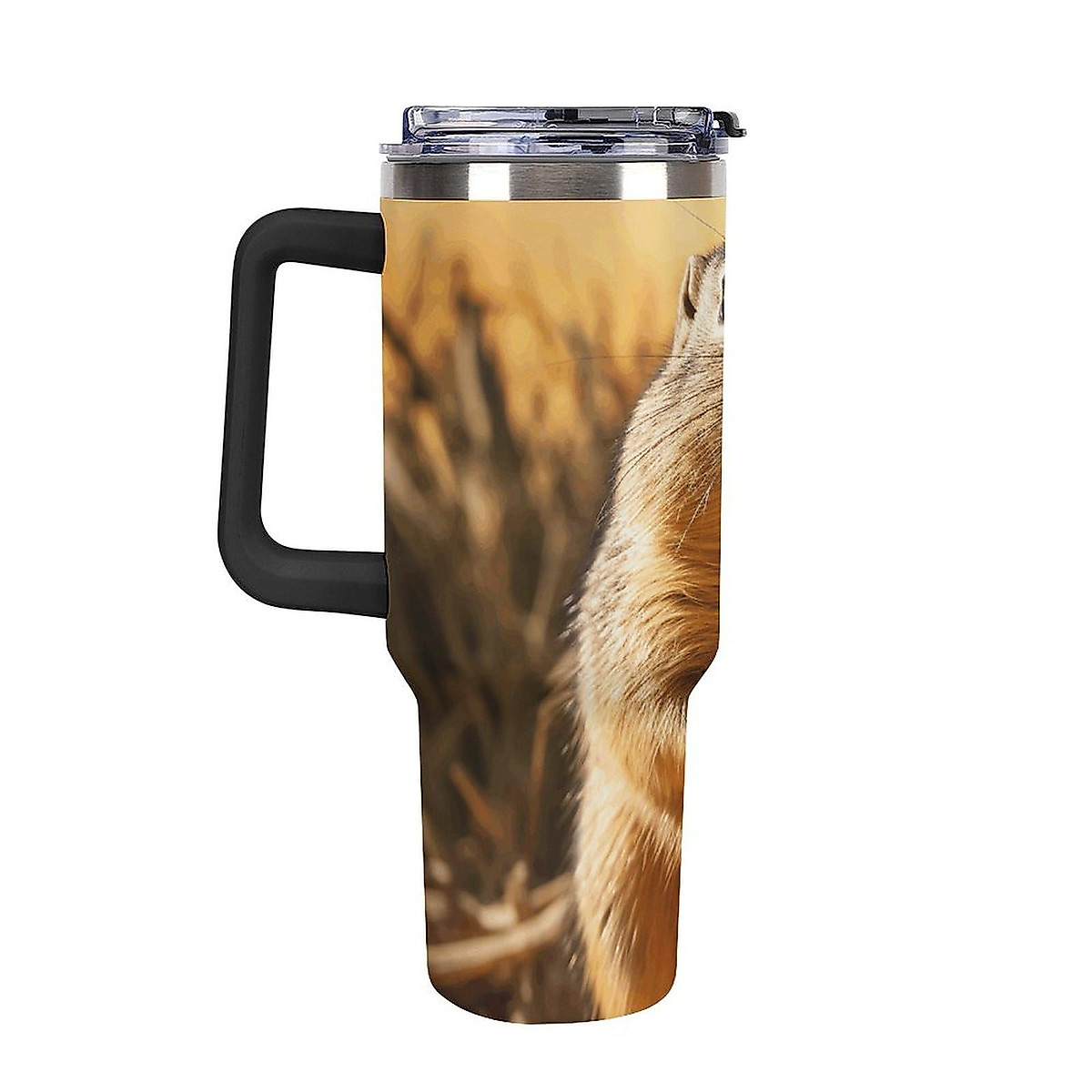 JTKBNVM Hand Drawn Groundhog Car Tumbler Travel Coffee Mug 40 Oz Tumbler with Handle And Straw Lid Large Insulated Mug Stainless Steel Water Bottle Large Capacity Car Cup