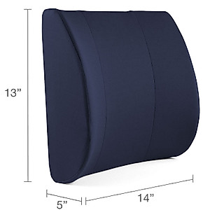 DMI Lumbar Support Pillow for Chair to Assist with Back Support with Removable Washable Cover to Ease Lower Back Pain and Discomfort while Improving Posture,14 x 13 x 5,Contoured Foam,Premium,Navy