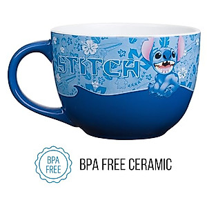 Silver Buffalo Lilo and Stitch Wavy Style Ceramic Soup Mug, 24-Ounces