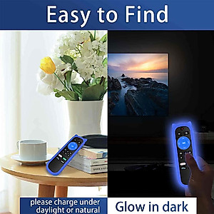 Yimaut Remote Control Compatible with All Hisense Roku TV, Universal Remote for Hisense 32" 40" 43" 50" 55" 58" 65" 70" 75" 85" Roku Built-in TV with TV Remote Cover and Wrist Strap (Glow Blue)