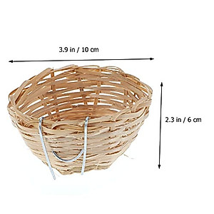 POPETPOP 3Pcs Bird Nest - Finch Nest Natural Bamboo Bird Breeding Nest Bed for Budgie Parakeet Cockatiel Parakeet Conure Canary Lovebird and Small Parrot with Hook