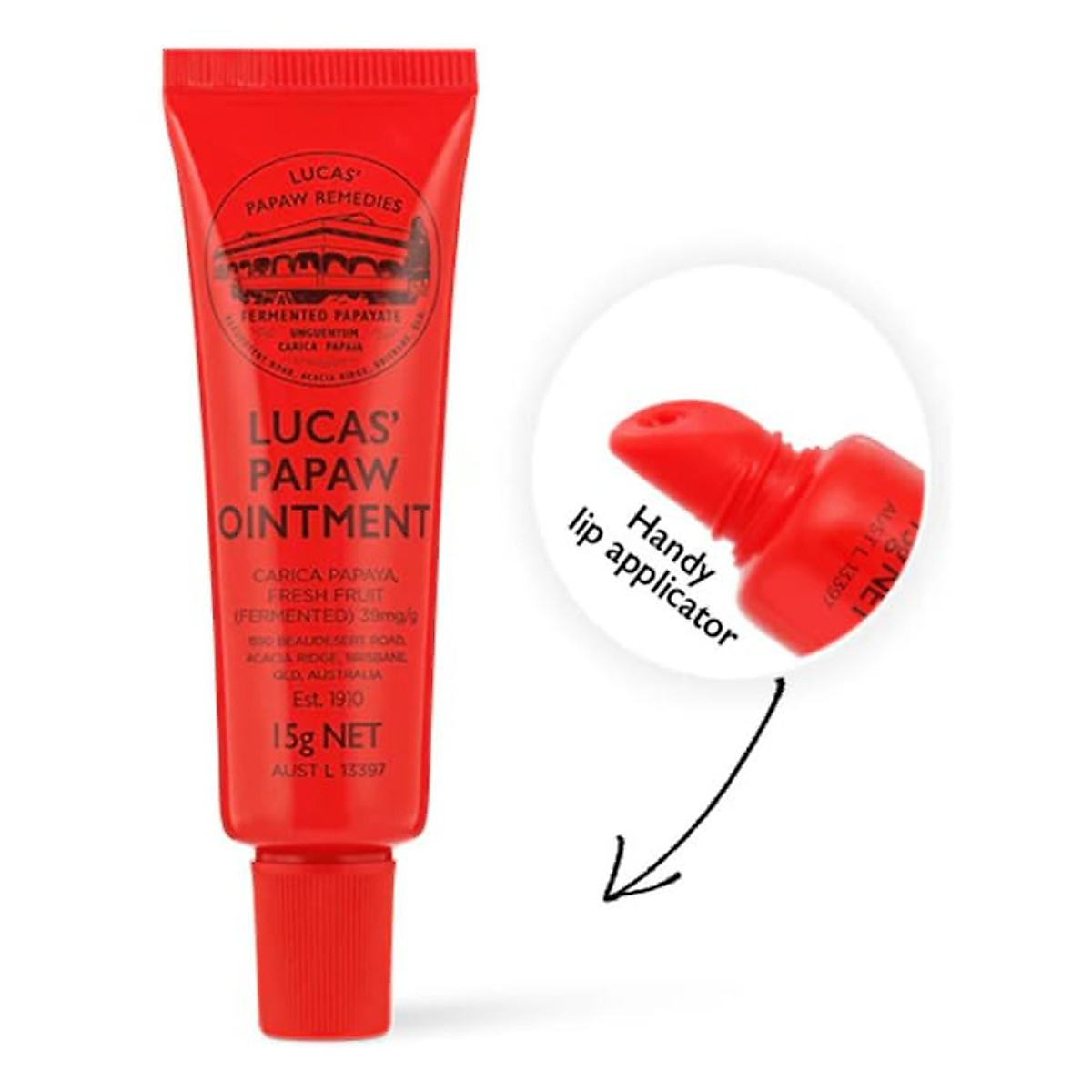 Lucas Papaw Ointment 15G (With Lip Applicator) | Best Paw Paw Cream for Chapped Lips, Minor Burns, Sunburn, Cuts, Insect Bites and Diaper Rash