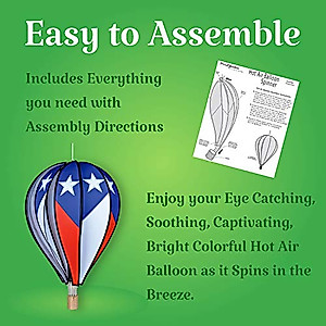 Premier Kites Hot Air Balloon Wind Spinner | 26 inch 10 Panel Hanging Spinning Balloon Decoration | Quality Large Wind Spinner for Yard and Garden | Patriotic Balloon