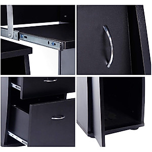 Computer Desk 45" for Home Office Study Writing Table, 15mm MDF Gaming Desk with 1 Cabinet and 3 Drawers (Black)