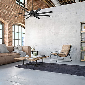 WAC Smart Fans Mocha XL Indoor and Outdoor 8-Blade Ceiling Fan 66in Matte Black with 3000K LED Light Kit and Remote Control works with Alexa and iOS or Android App
