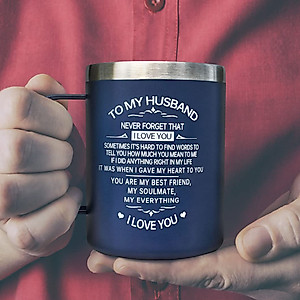 CHIUTUUY Personalized Gifts for Men, 14 OZ Stainless Steel Double Wall Insulated Coffee Mug/Tumbler with Lid and Straw, Funny Gifts for Him on Birthday, Anniversary, Valentine's Day (For Husband)