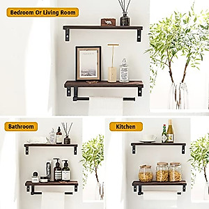 Hoimpro Floating Shelves Wall Mounted , Set of 2, Wall Shelves Paper Towel Holder for Bedroom Living Room Bathroom Kitchen